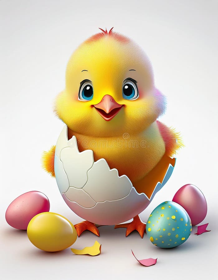 Easter Chicken with Eggs Cartoon Stock Illustration - Illustration of ...