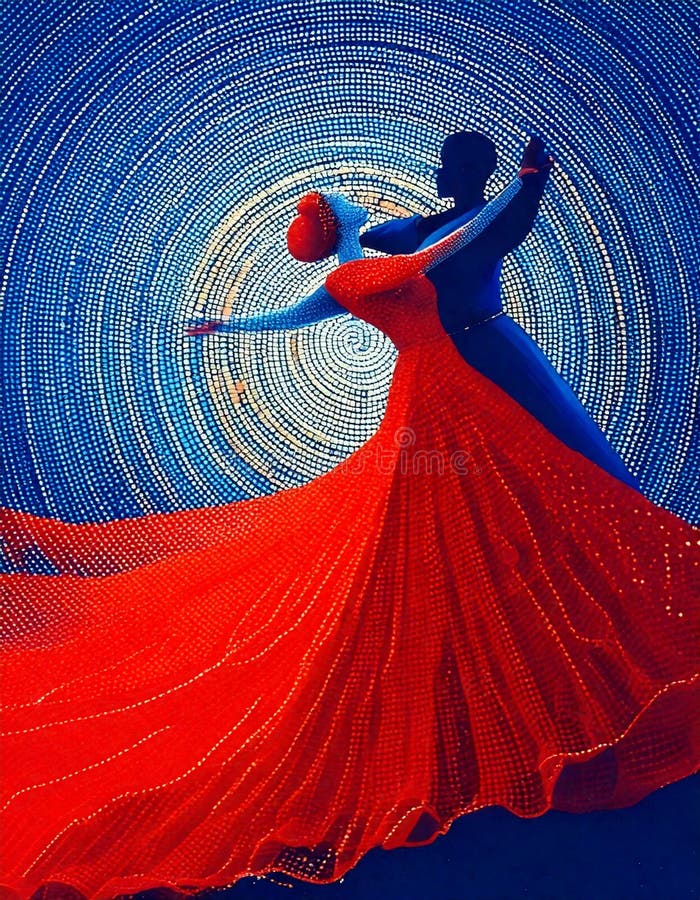 Dance of Colors - a Classic Symphony in Red and Blue Stock Illustration ...