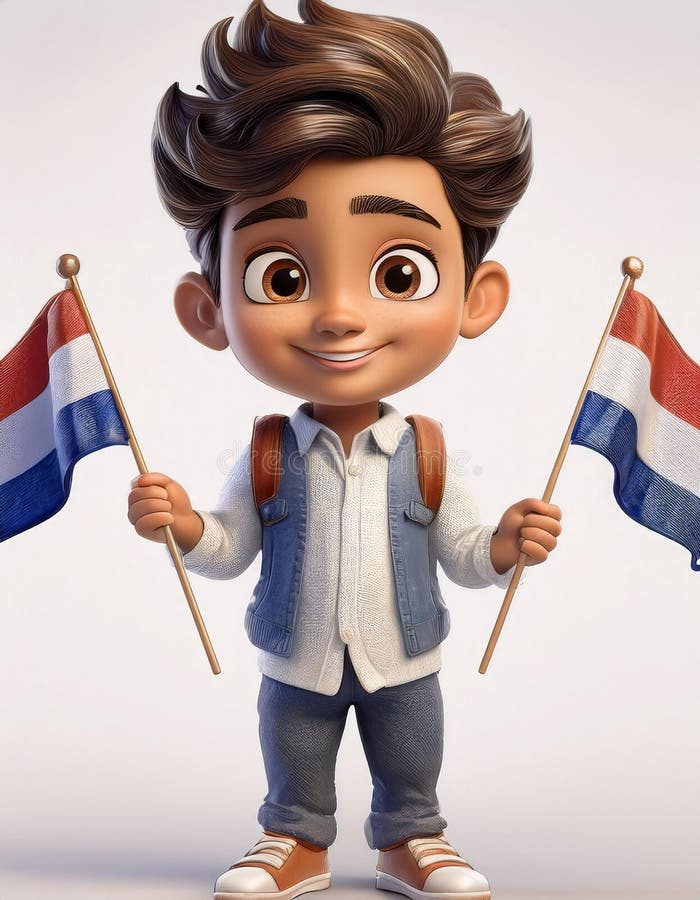 Liberation Day Child with Dutch Flag Cartoon Stock Illustration ...