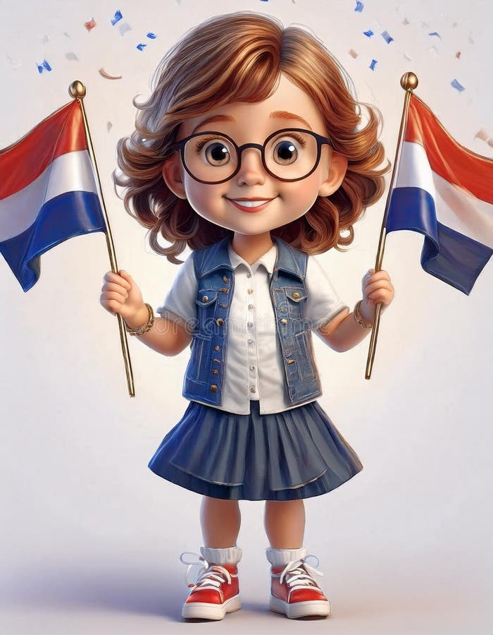 Liberation Day Child with Dutch Flag Cartoon Stock Illustration ...