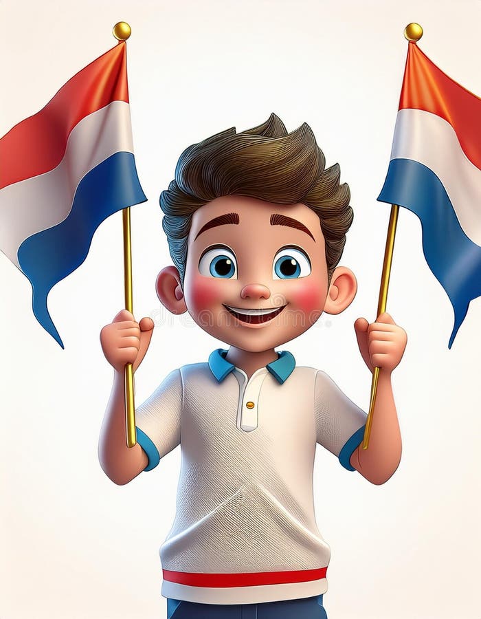 Liberation Day Child with Dutch Flag Cartoon Stock Illustration ...