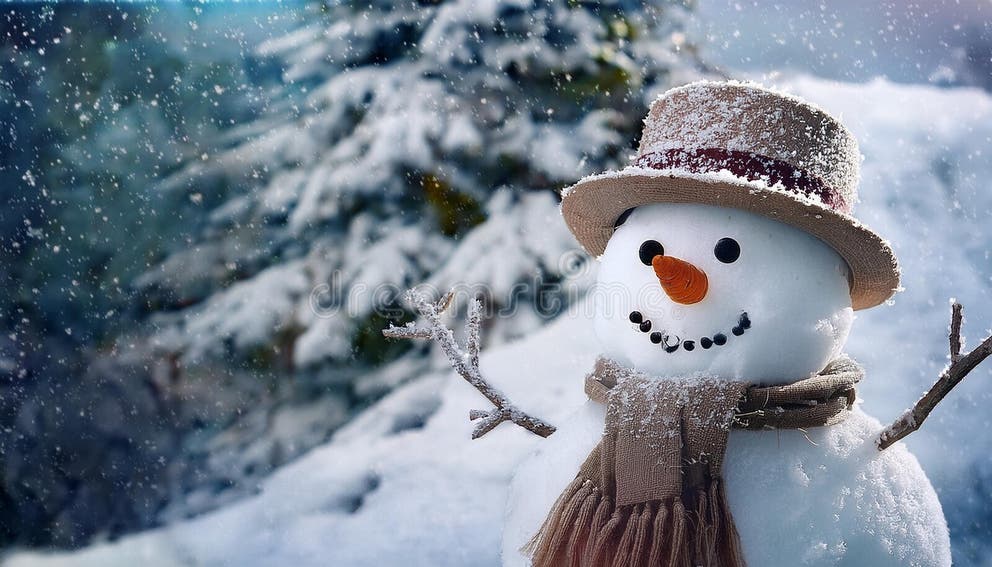 Winter Christmas Themed Realistic Picture Snowman Stock Illustration ...