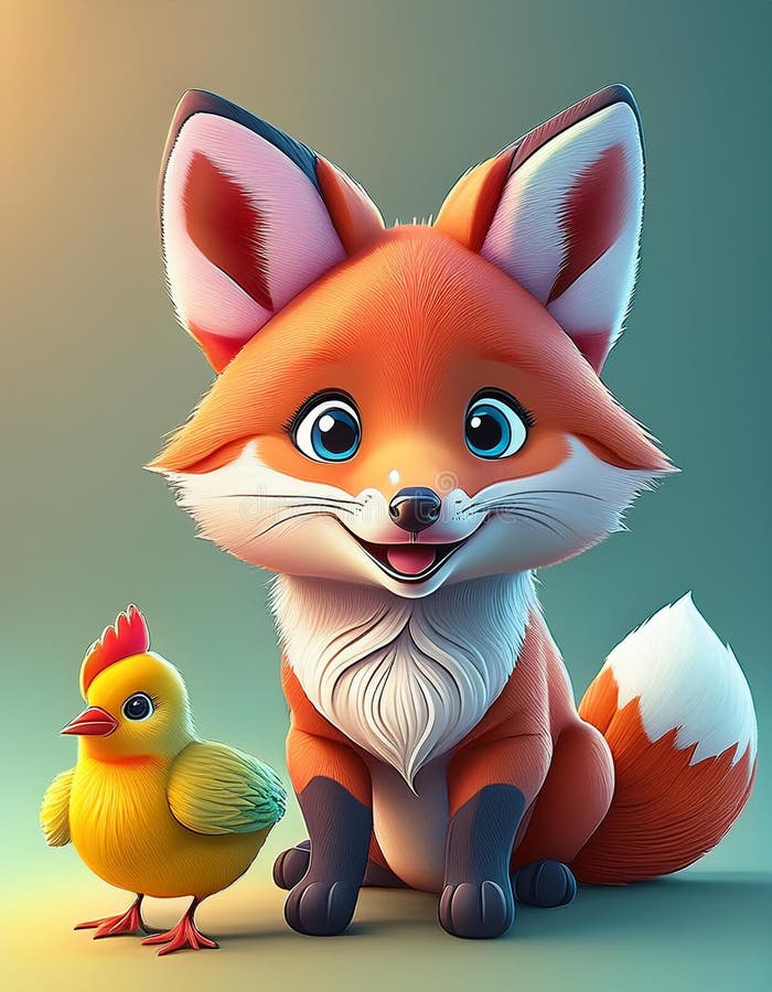 Fox and Chicken in Garden Cartoon Stock Illustration - Illustration of ...