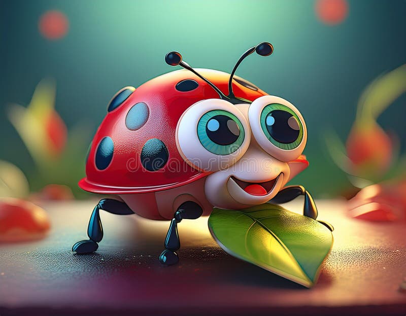 Ladybug Eating a Leaf Cartoon Stock Illustration - Illustration of ...