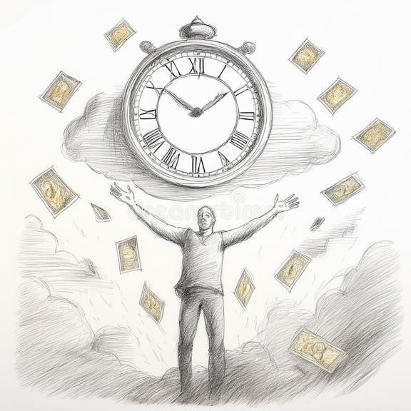 AI Generated Illustration – Embracing the Flow of Time and Wealth Stock ...