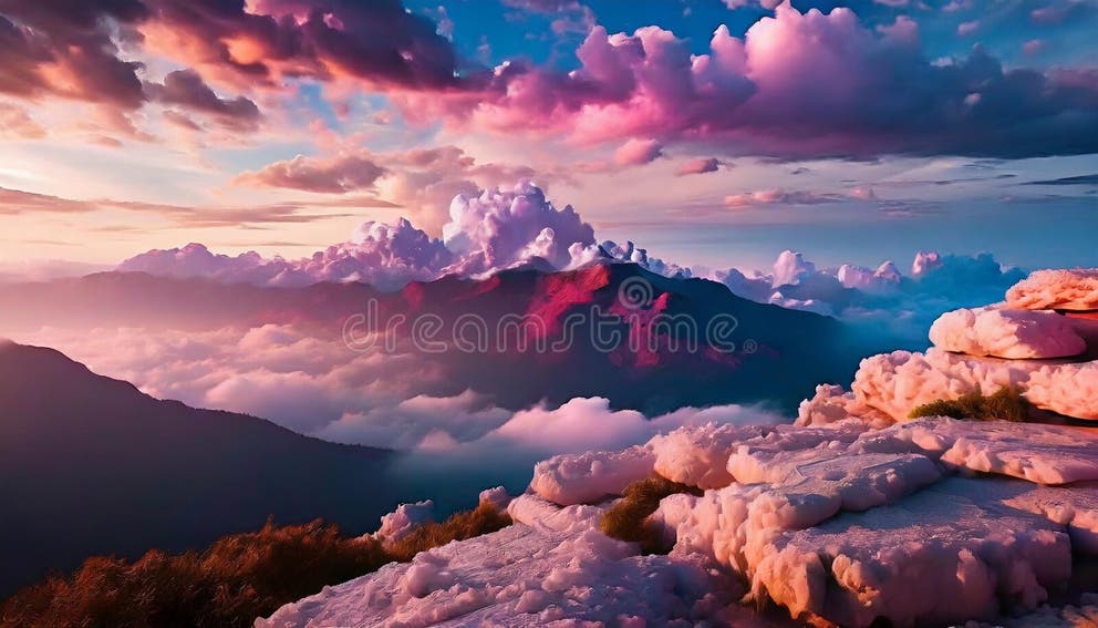 AI-Generated Mountain Sunrise Stock Illustration - Illustration of ...