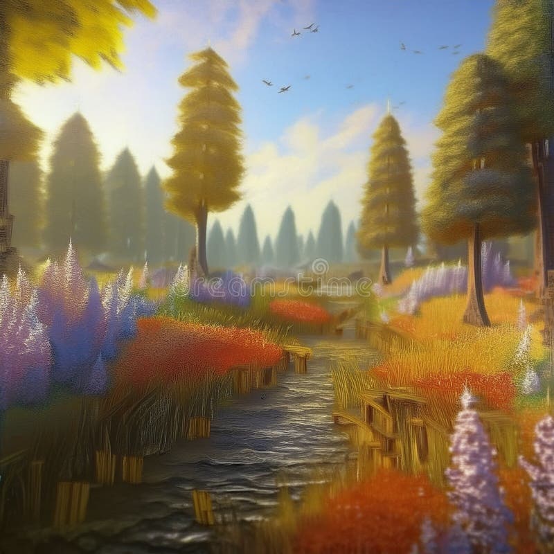 Heather in summer cartoon stock image. Image of painting - 374641307