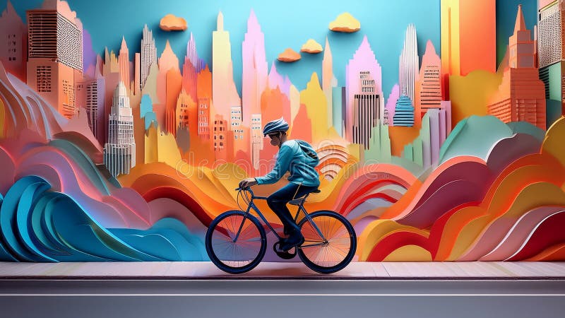 A Cyclist in a Blue Striped Outfit and White Helmet Rides a Bicycle ...