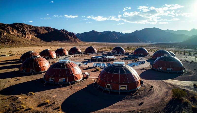 Mars Inspired Circular Community Complex Stock Illustration ...