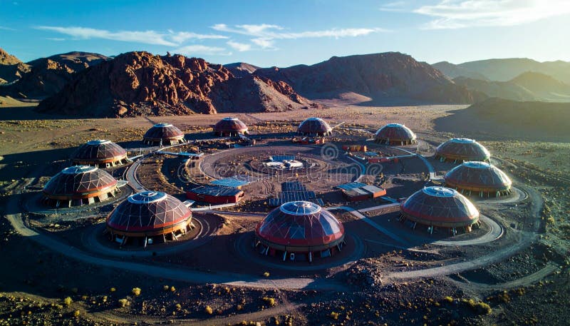 Mars Inspired Circular Community Complex Stock Illustration ...