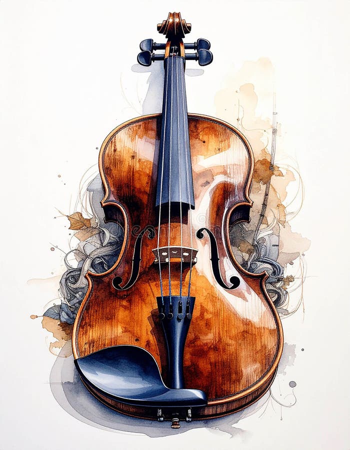 Violin with Artistic Watercolor Splashes – AI-generated Classical Music ...