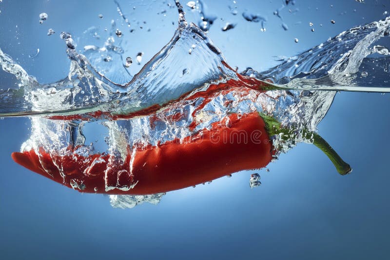 Reference Image AI Fresh Bright Chili Peppers in a Splash of Water ...