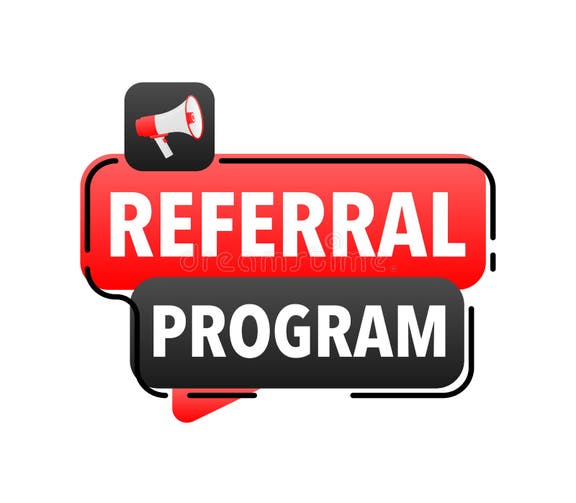 Referral Program Announcement Megaphone Label. Loudspeaker Speech ...