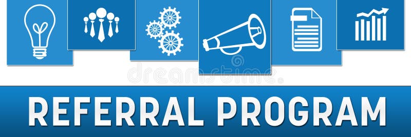 Referral Program Business Symbols Blue on Top Horizontal Stock ...