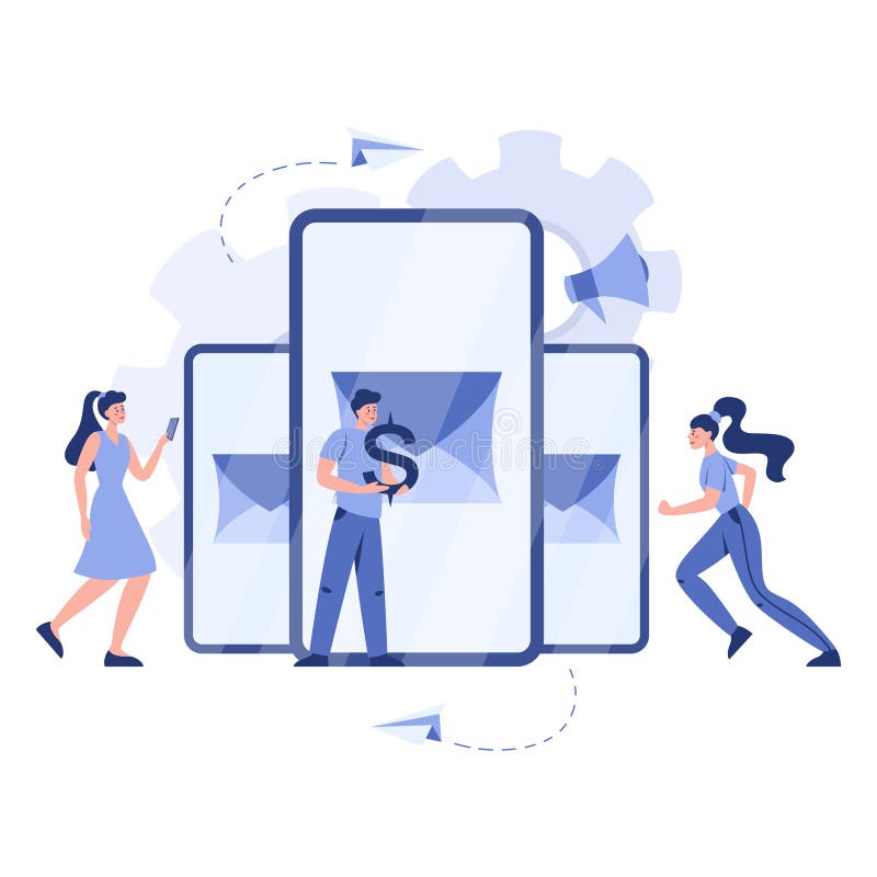 Referral Program Concept. People Making Money and Working in Referral ...