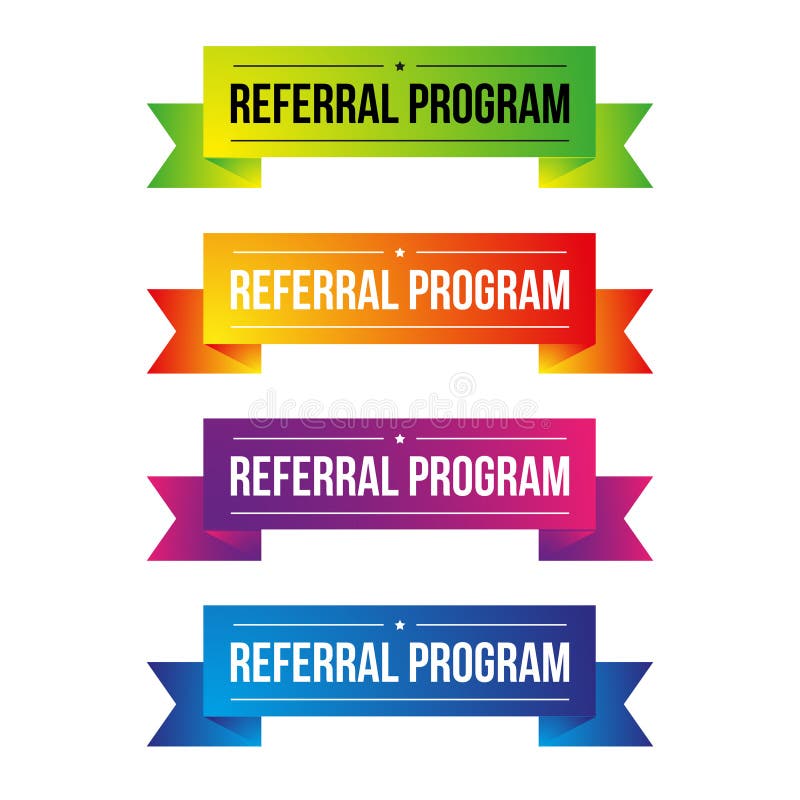 Referral Program Ribbon Set Stock Vector - Illustration of program ...