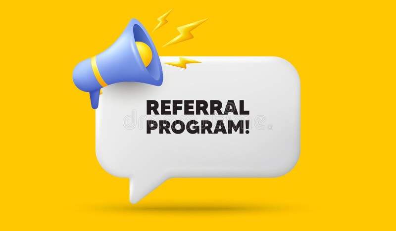 Referral Program Symbol. Refer a Friend Sign. 3d Speech Bubble Banner ...