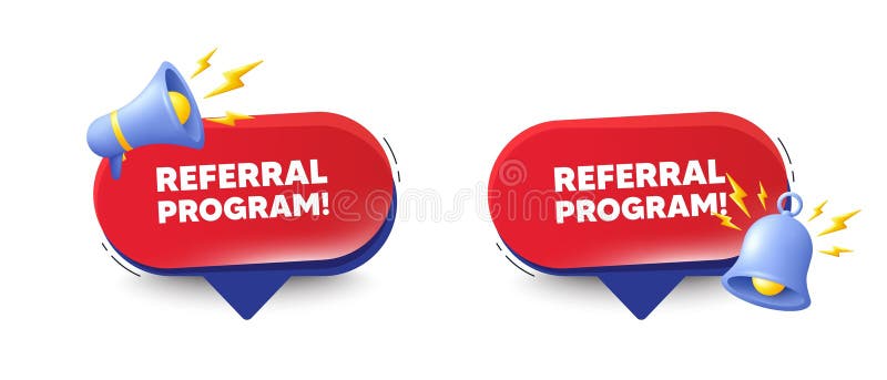 Referral Program Symbol. Refer a Friend Sign. Red Speech Bubbles ...