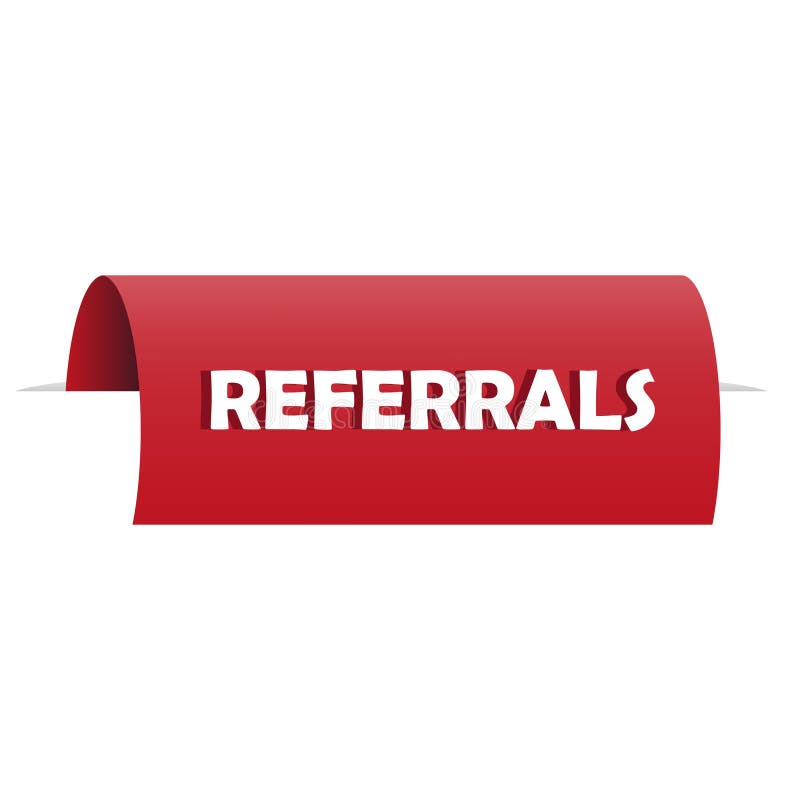 Referrals Banner Label. Message Sticker Ribbon. Red Text Icon. Vector ...