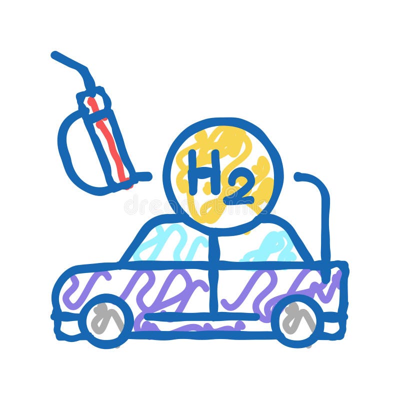 Refilling Car with Hydrogen Icon Doodle Illustration Stock Illustration ...