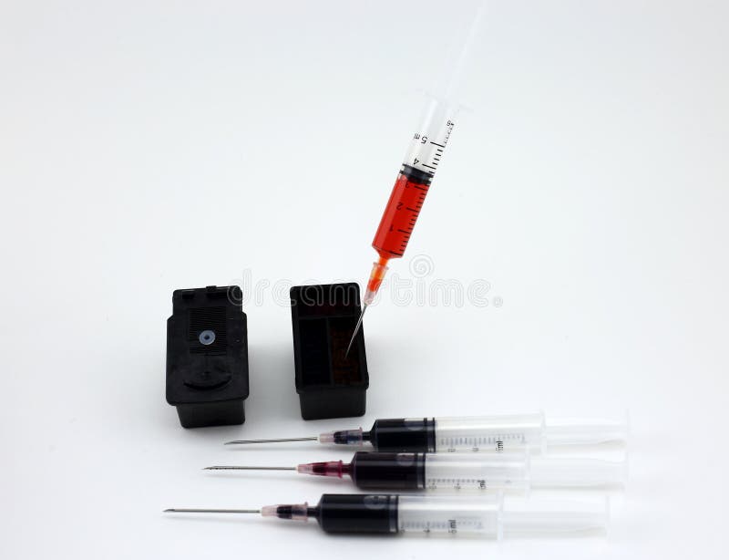 Refilling ink cartridges stock image. Image of refilling - 65420849