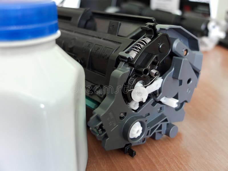 Refilling Laser Printer Toner Cartridge Stock Image - Image of reload ...