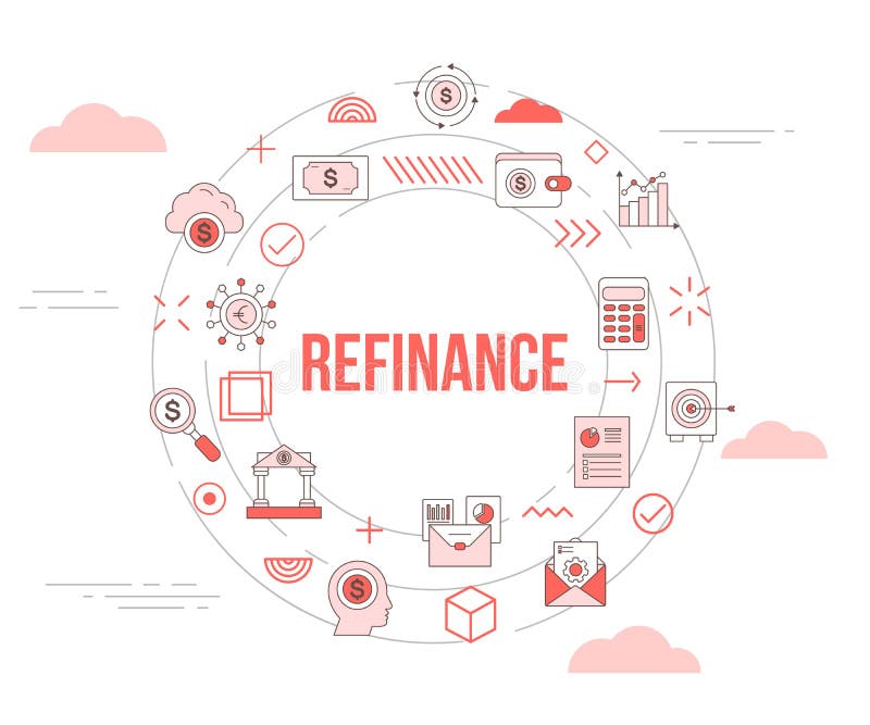 Refinance Business Concept with Icon Set Template Banner and Circle ...
