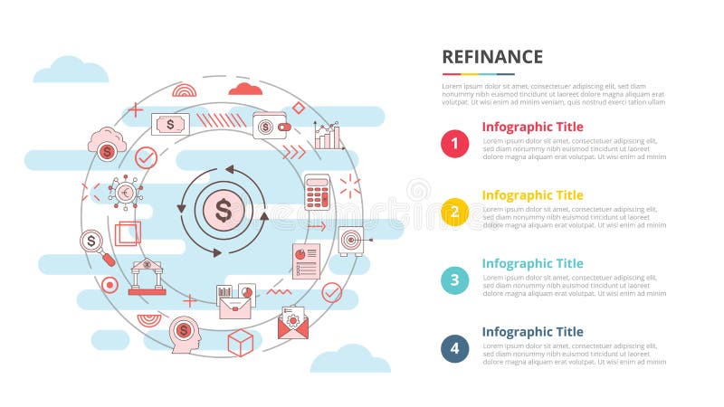 Refinance Concept for Infographic Template Banner with Four Point List ...