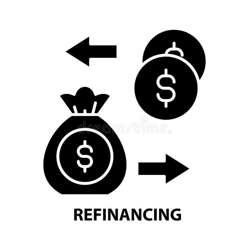 Refinancing Icon, Black Vector Sign with Editable Strokes, Concept ...