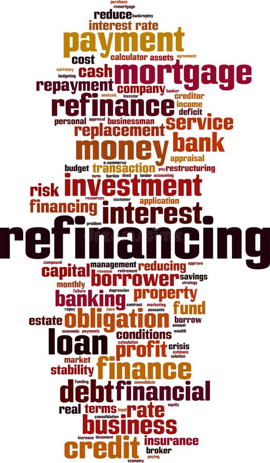 Refinancing word cloud stock vector. Illustration of reduce - 242826421