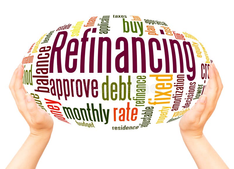 Refinancing Word Cloud Hand Sphere Concept Stock Photo - Image of ...