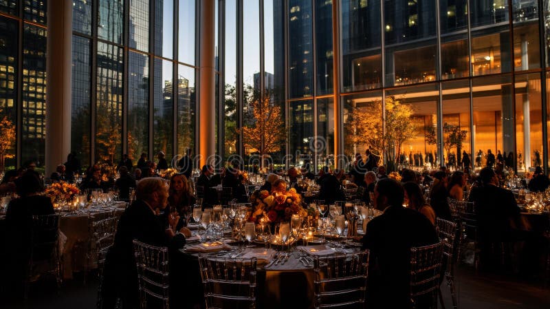 A Refined Corporate Event Space Featuring Elegant Table Settings and ...