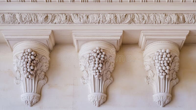 Refined Cream Wall Panel Decorated with Elaborate Floral Designs Stock ...