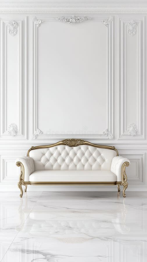 A Refined Gold-edged Sofa in a Sumptuous Living Space Stock Image ...