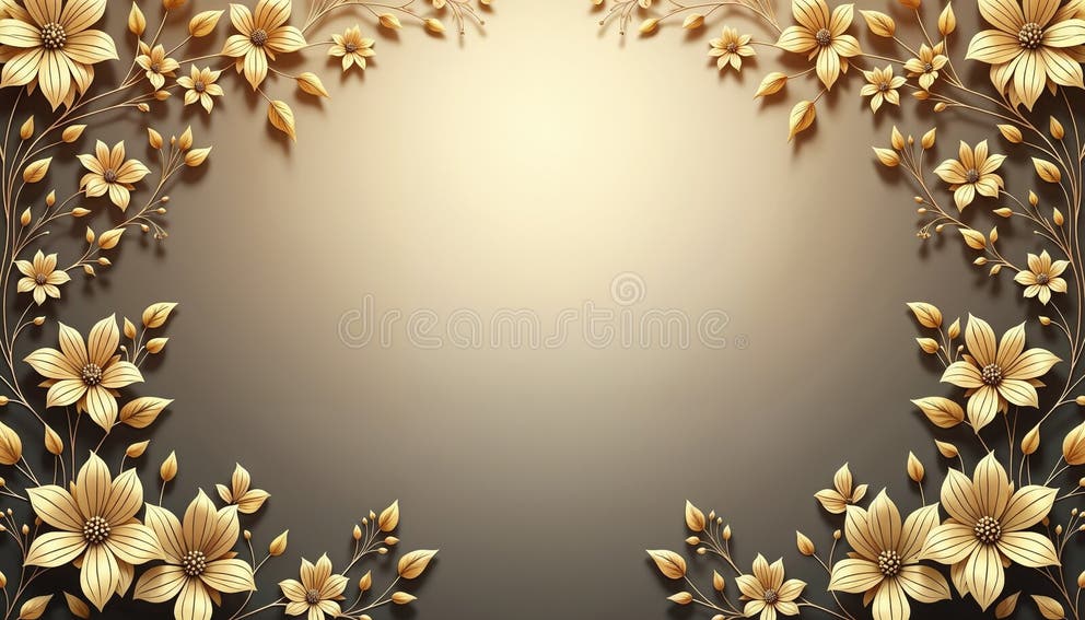 Elegant Gold Floral Frame on a Dark Gradient Background for Invitations ...