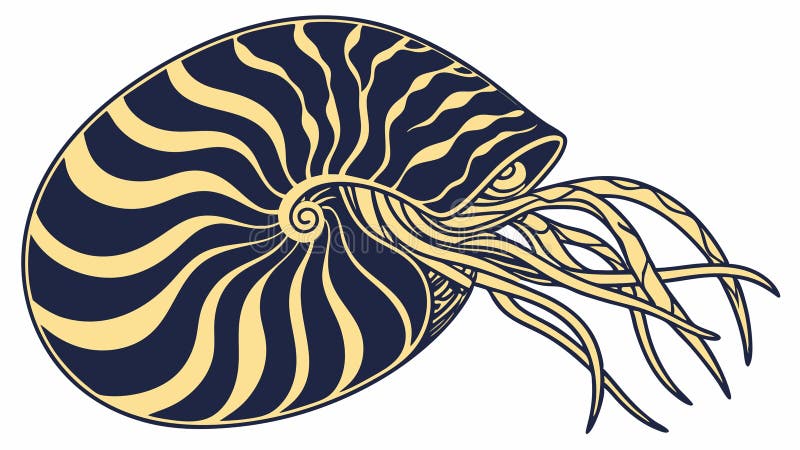Stylized Nautilus Shell, Elegant Marine Life and Geometry, Vector ...