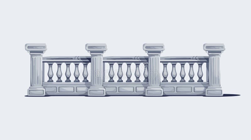 Elegant Marble Railing with Classic Pillars Stock Vector - Illustration ...