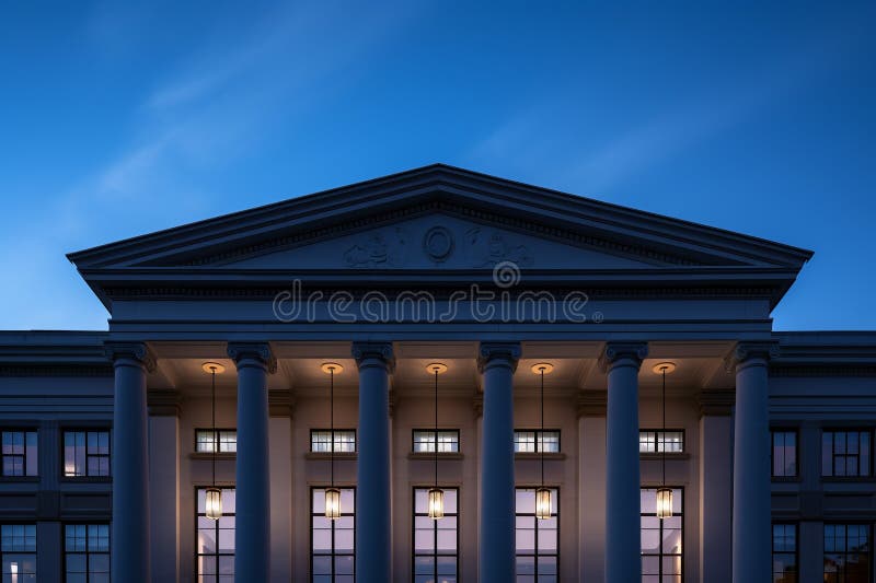 A Refined and Minimalistic Capture of a Courthouse Building during Dusk ...
