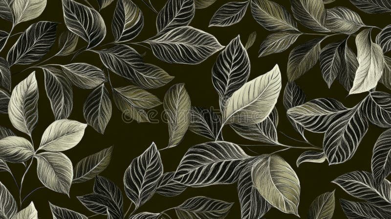 A Refined Nature Leaves Pattern with Silver and Black Leaves ...