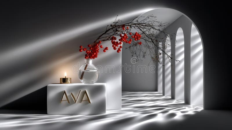 The Name AVA Embedded in White Cement or Plaster Surfaces with Modern ...