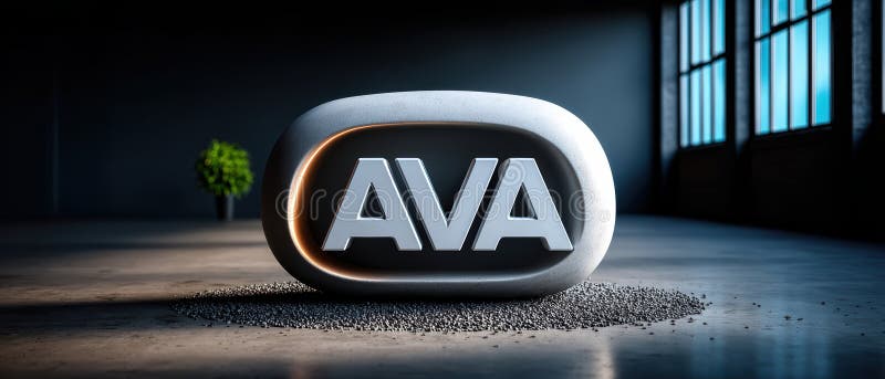 The Name AVA Embedded in White Cement or Plaster Surfaces with Modern ...