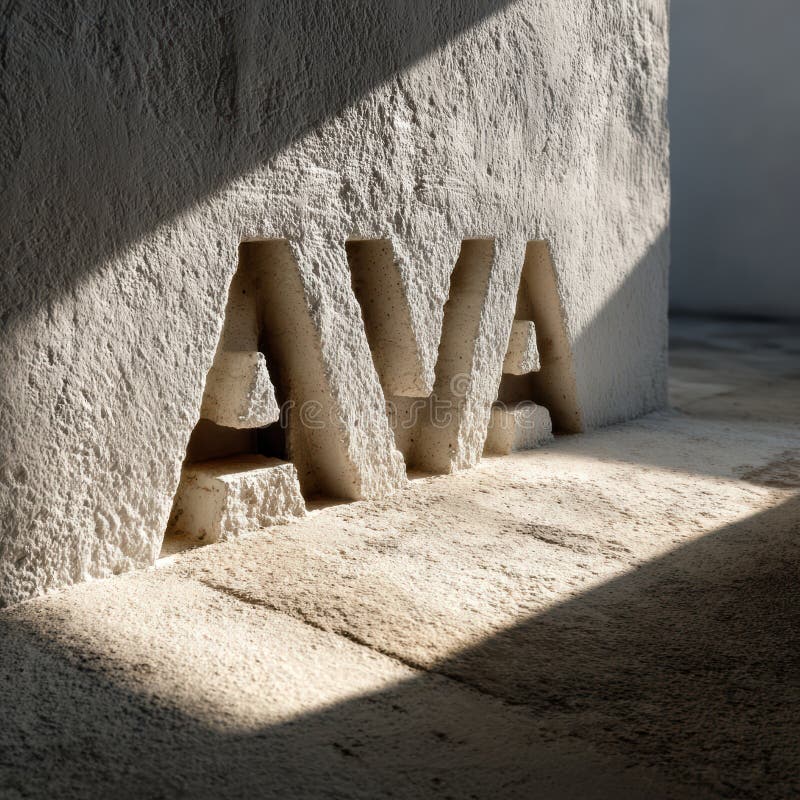 The Name AVA Embedded in White Cement or Plaster Surfaces with Modern ...