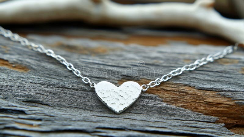 A Refined Silver Necklace with a Pendant in the Shape of a Heart Stock ...
