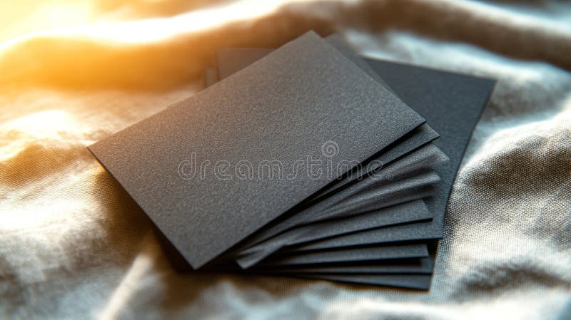 A Refined Stack of Black Business Cards Placed on a Textured Linen ...