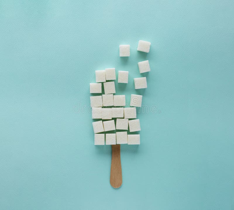 Refined Sugar Cubes on an Ice Cream Stick, Sugar in Ice Cream Stock ...