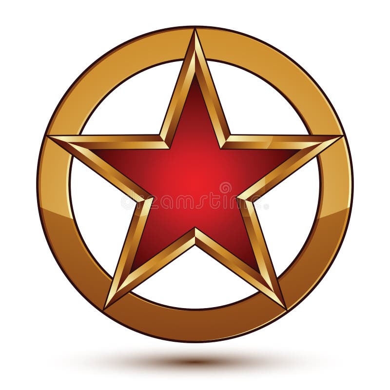 Refined Vector Red Star Emblem with Golden Borders, 3d Design Element ...