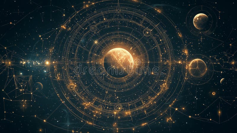 Celestial Astrology and Cosmic Chart Collection Stock Illustration ...