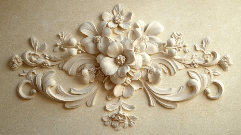Refined Wall Decorations Showcasing Complex Floral Plaster Elements ...