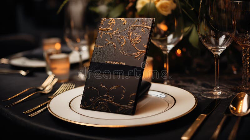 Refinement Black and Gold Menu Stock Illustration - Illustration of ...