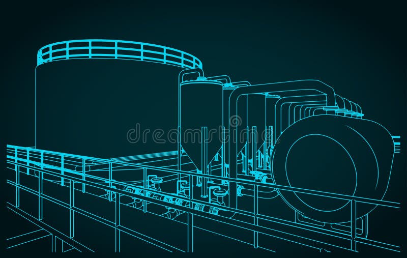 Refinery blueprint stock vector. Illustration of production - 318379577